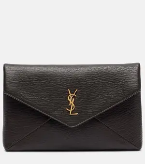 Saint Laurent Saint Laurent Cassandre Large Leather Clutch Brown