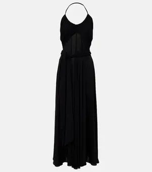 Alaïa Cross Draped Gathered Maxi Dress - Black
