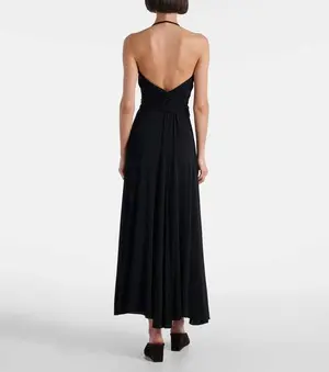 Alaïa Cross Draped Gathered Maxi Dress - Black