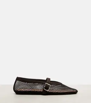 Alaïa Suede-trimmed Mesh Ballet Flats - Brown