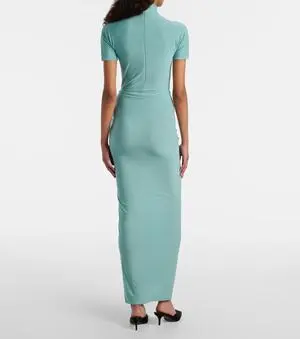 Alaïa Ruched Jersey Maxi Dress