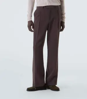 SAMAN AMEL Linen Canvas Suit Trousers - Brown