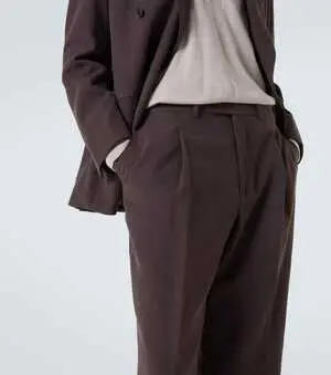 SAMAN AMEL Linen Canvas Suit Trousers - Brown