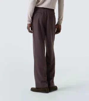 SAMAN AMEL Linen Canvas Suit Trousers - Brown