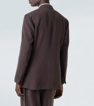 SAMAN AMEL Double-breasted Linen Canvas Blazer
