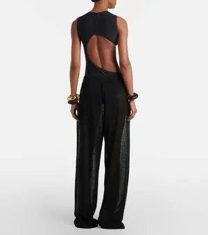 Alaïa Sheer Linen And Silk Wide-leg Pants - Black