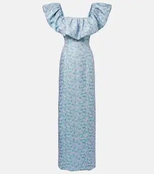 MARKARIAN Rowan Floral Brocade Gown - Blue