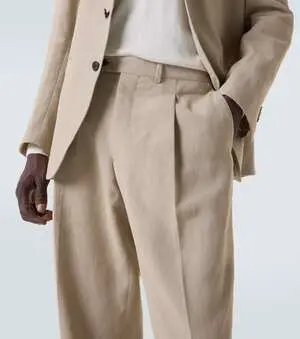 SAMAN AMEL Linen Trousers - Beige