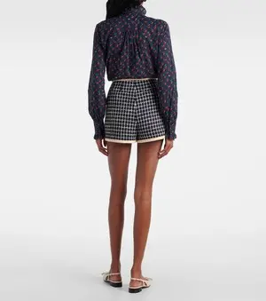 Valentino Garavani Vlogo Checked Wool-blend Bouclé Shorts