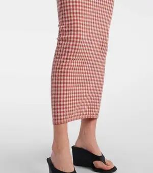 Alaïa Gingham Off-shoulder Maxi Dress