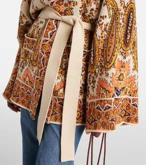 Etro Jacquard Cotton-blend Wrap Cardigan