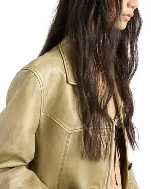 Prada Nappa Leather Jacket - Neutral
