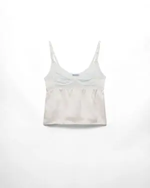 Prada Satin And Lace Bustier Top - Neutral