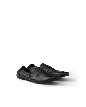 Prada Shuffle Antiqued Leather Loafers - Black