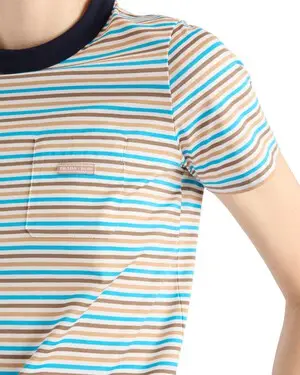 Prada Striped Lisle Cotton T-shirt - Neutral