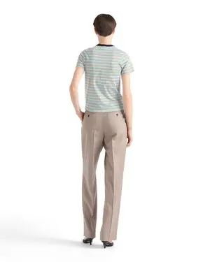Prada Striped Lisle Cotton T-shirt - Neutral
