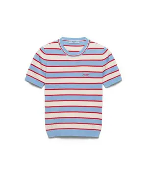 Prada Striped Cotton Sweater - Light Blue