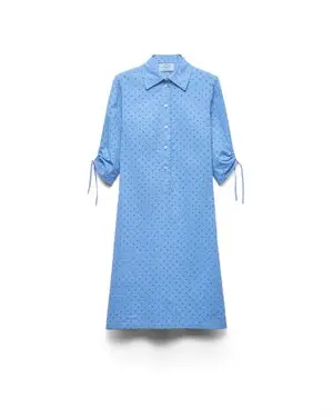 Prada Eyelet Lace Shirt Dress - Light Blue
