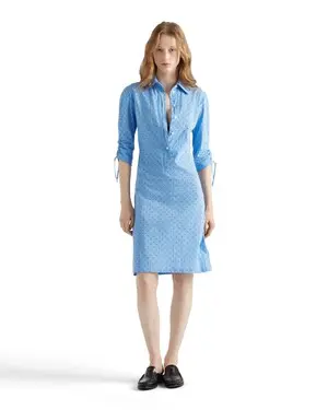 Prada Eyelet Lace Shirt Dress - Light Blue