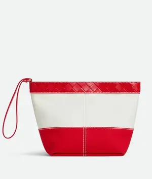 BOTTEGA  VENETA Bottega Veneta Flip Flap Medium Pouch - White/scarlet