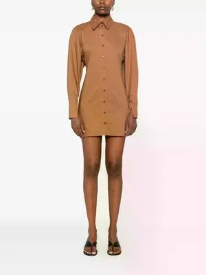 Patrizia Pepe Poplin Mini Shirt Dress - Brown