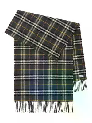 Burberry Checked Wool Scarf - Blue