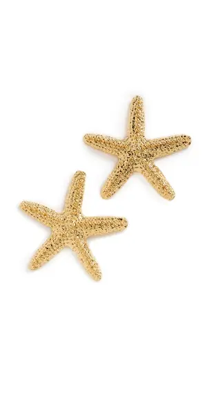 KENNETH JAY LANE Oversized Textured Starfish Post Earrings - Gold