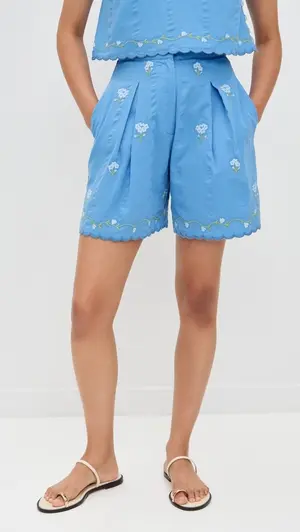Fanm Mon Sunduz Embroidered Cotton Shorts