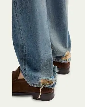 Prada Distressed Straight Leg Denim Pants