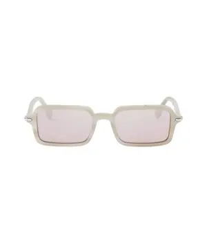 Fendi Selleria Acetate Rectangular Sunglasses - Beige Horn / Gradient Or Mirror Violet