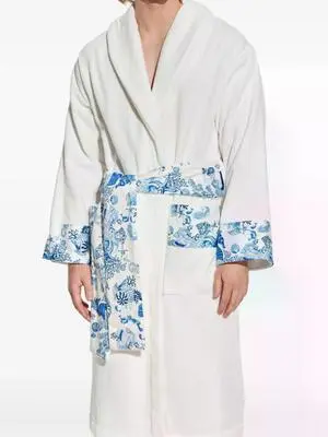 Versace Floral-print Belted Robe
