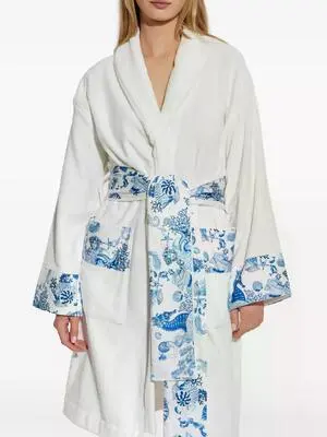 Versace Floral-print Belted Robe