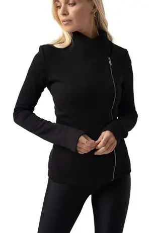 SAINT + SOFIA Cotton Biker Jacket - Black