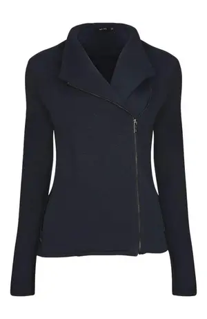 SAINT + SOFIA Cotton Biker Jacket - Navy