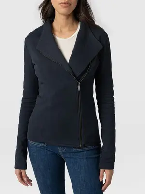 SAINT + SOFIA Cotton Biker Jacket - Navy