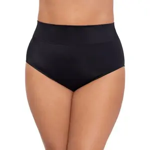TRIMSHAPER Wide Waistband Yoke-top Swim Brief - Black