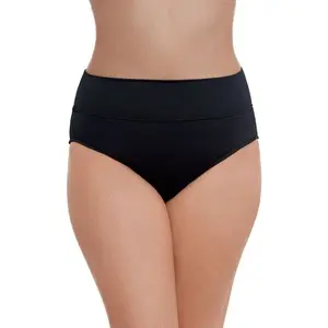 TRIMSHAPER Wide Waistband Yoke-top Swim Brief - Black