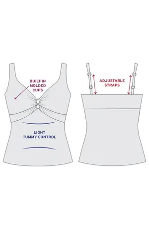 TRIMSHAPER Molly Double Ring Tankini Swimsuit Top - Flora & Fauna