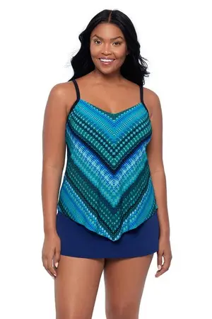 TRIMSHAPER Hank Handkerchief Tankini Swimsuit Top - En Pointe