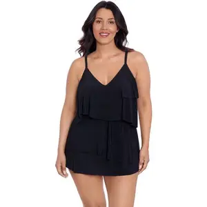 TRIMSHAPER Emilia Tiered Swimdress - Black