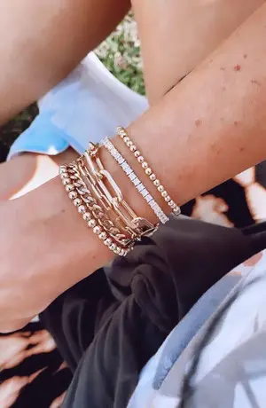 SHYMI Two-tone Beaded Stretch Bracelet - Gold