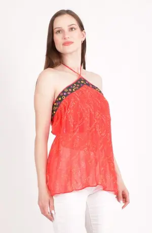 RAAS Embroidered Halter Top