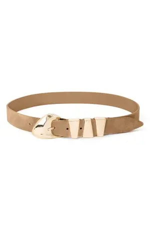 Ettika Western Leather Belt - Shiitake And Gold
