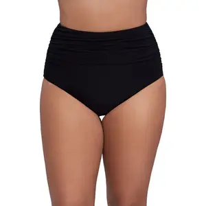 TRIMSHAPER High-waist Shirred Swim Brief - Black