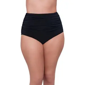 TRIMSHAPER High-waist Shirred Swim Brief - Black