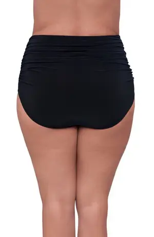 TRIMSHAPER High-waist Shirred Swim Brief - Black