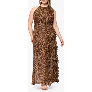 Betsy & Adam Cheetah Print Flutter Dress