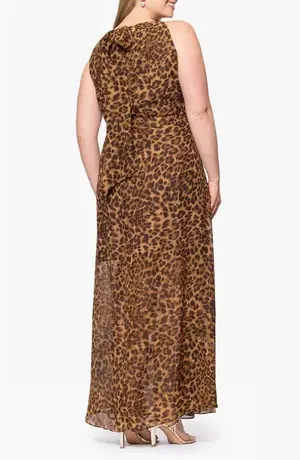 Betsy & Adam Cheetah Print Flutter Dress