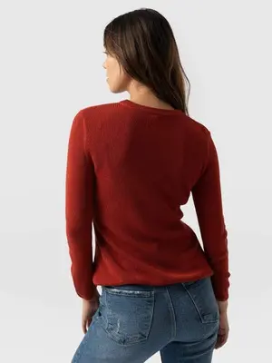 SAINT + SOFIA Honeycomb Rib Crewneck Sweater - Amber