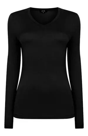 SAINT + SOFIA Honeycomb Ribbed 3/4 Sleeve Sweater - Black